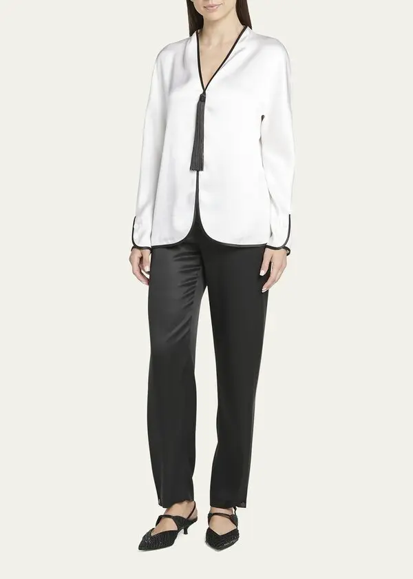 Giorgio Armani Tasseled Silk Blouse
