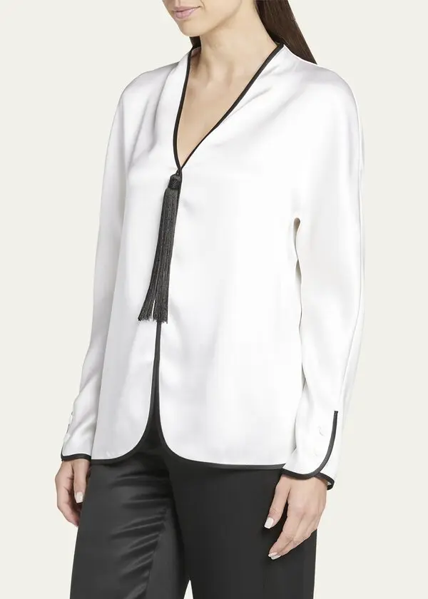 Giorgio Armani Tasseled Silk Blouse