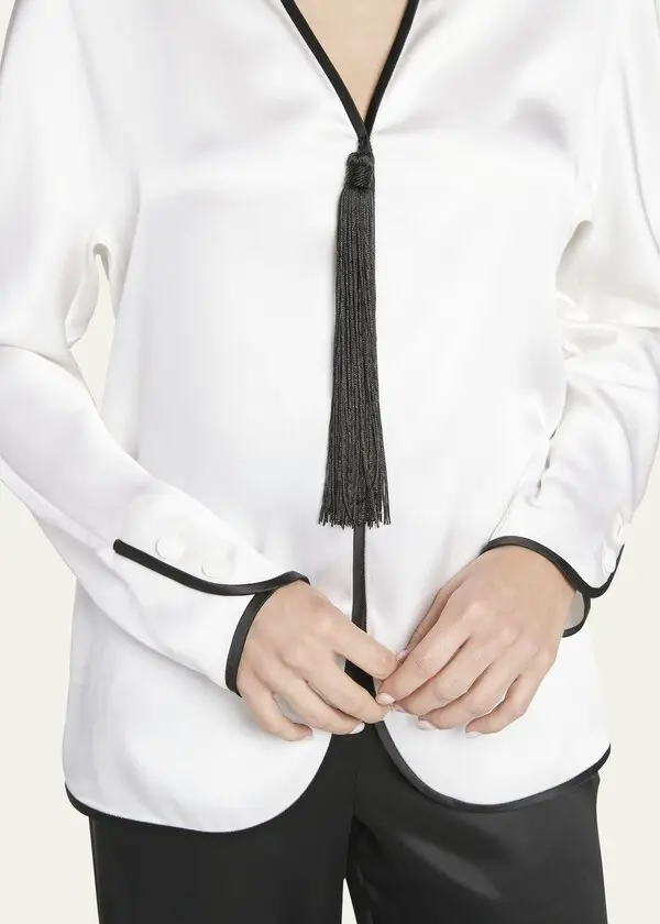 Giorgio Armani Tasseled Silk Blouse