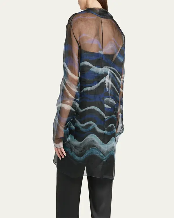Giorgio Armani Night Water Print Silk Blouse Jacket