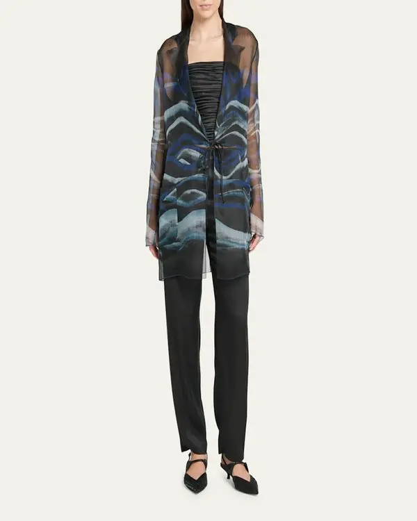 Giorgio Armani Night Water Print Silk Blouse Jacket
