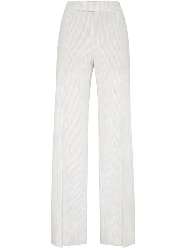 Brunello Cucinelli Pinstriped Linen-blend Trousers - White