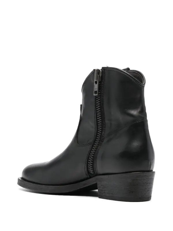 VIA ROMA 15 Leather Cowboy Ankle Boots - Black