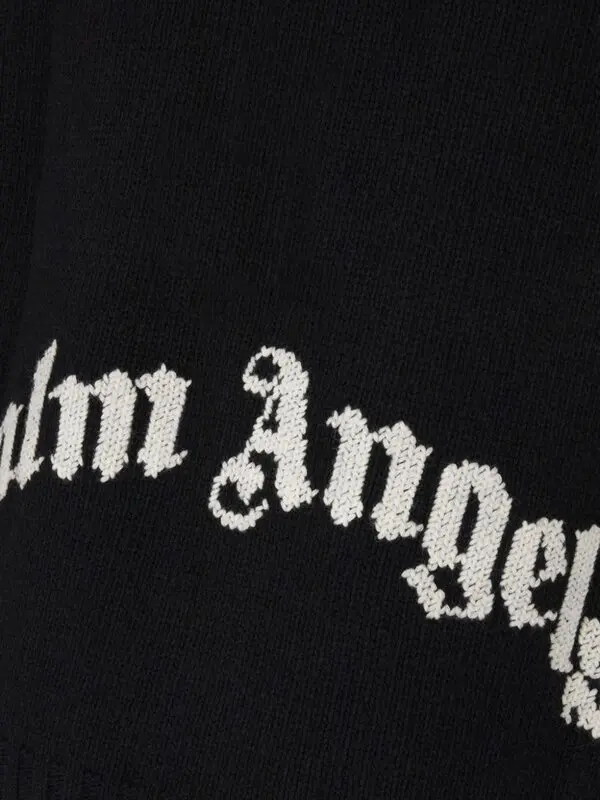 Palm Angels Logo-intarsia Zip Hoodie