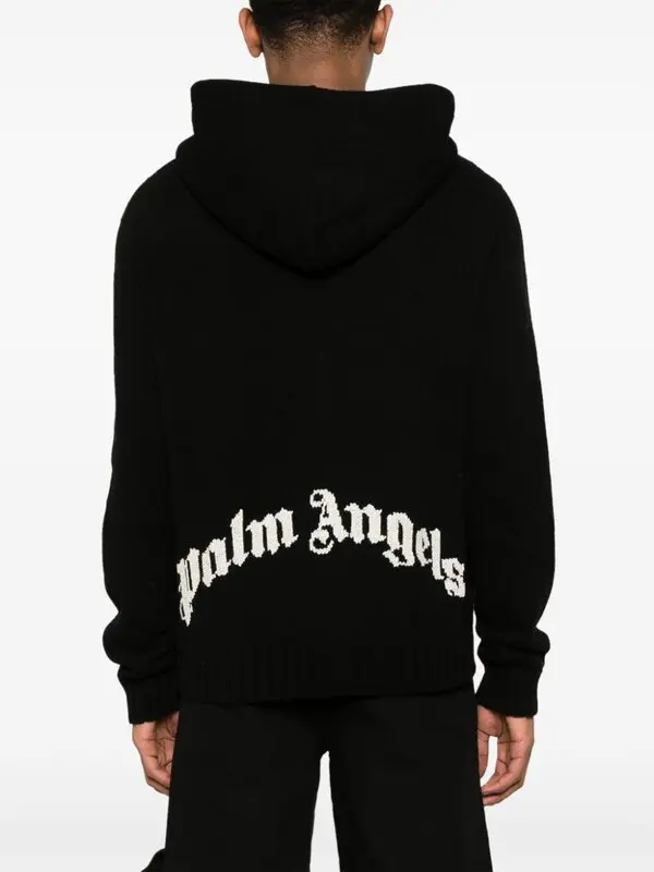 Palm Angels Logo-intarsia Zip Hoodie