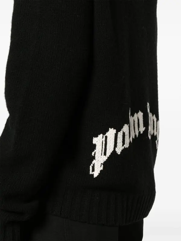 Palm Angels Logo-intarsia Zip Hoodie