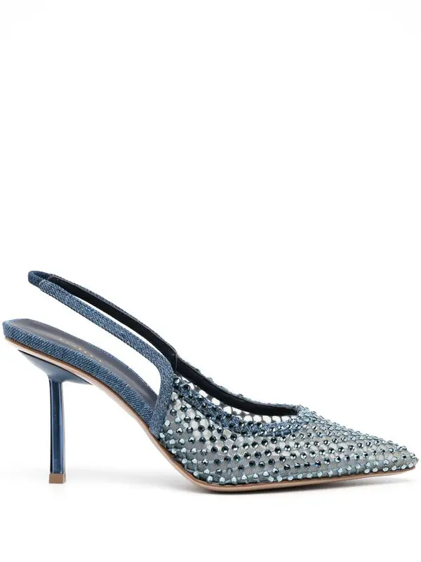 LE SILLA Gilda 80mm Crystal-embellished Denim Pumps - Blue