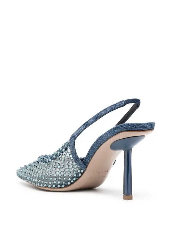 LE SILLA Gilda 80mm Crystal-embellished Denim Pumps - Blue