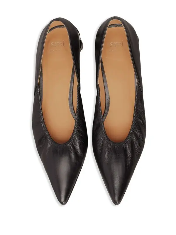 Ami Pointed-toe Leather Pumps - Black