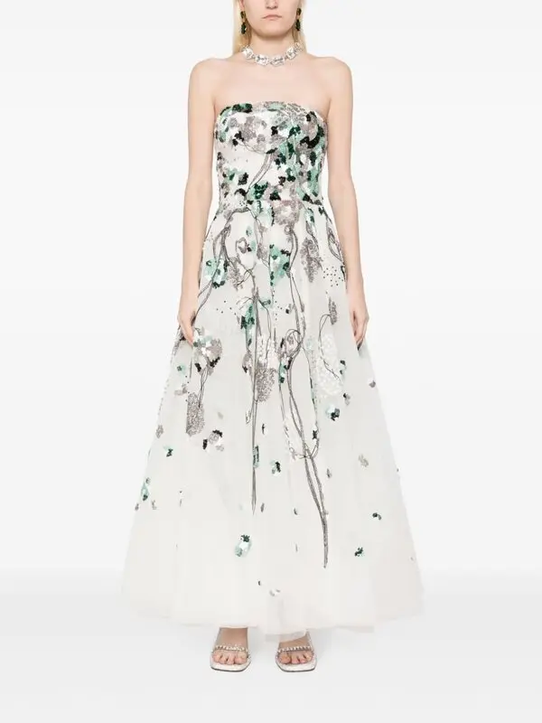 SAIID KOBEISY Sequinned Strapless Tulle Dress