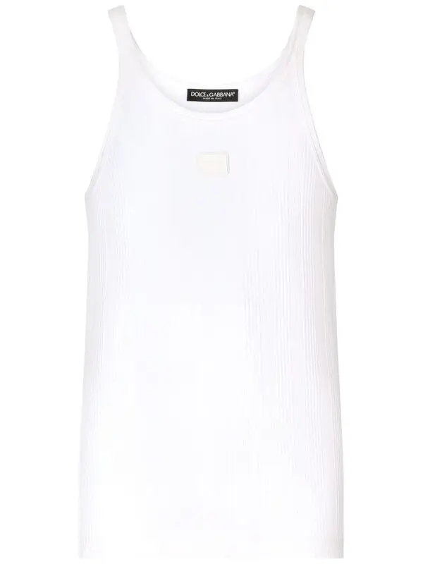 Dolce & Gabbana Logo Plaque Ribbed Tank Top