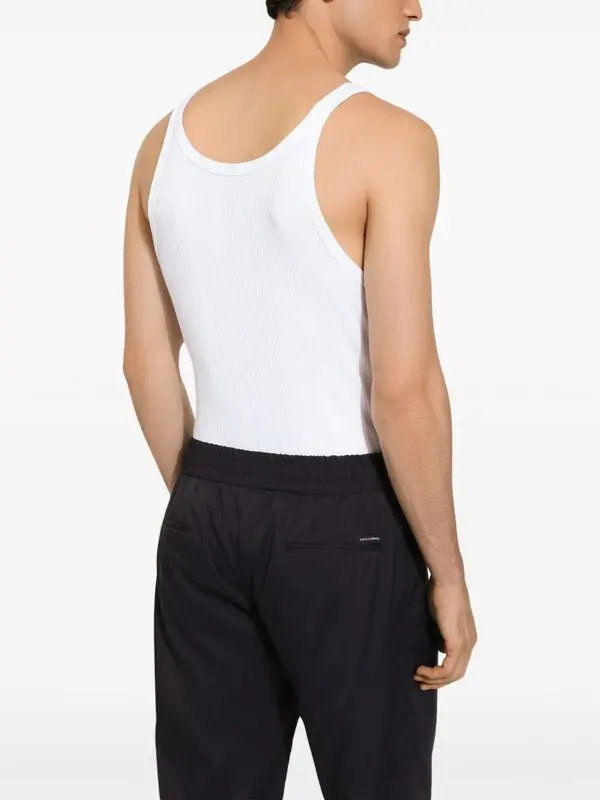 Dolce & Gabbana Logo Plaque Ribbed Tank Top