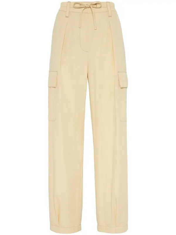Brunello Cucinelli Wide-leg Gabardine Cargo Trousers - Yellow