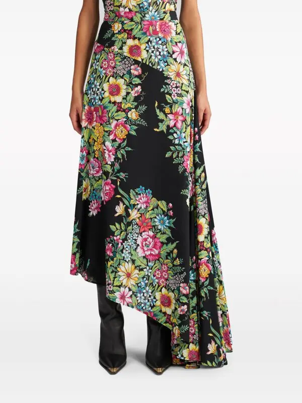 Etro Floral-print Asymmetric Skirt