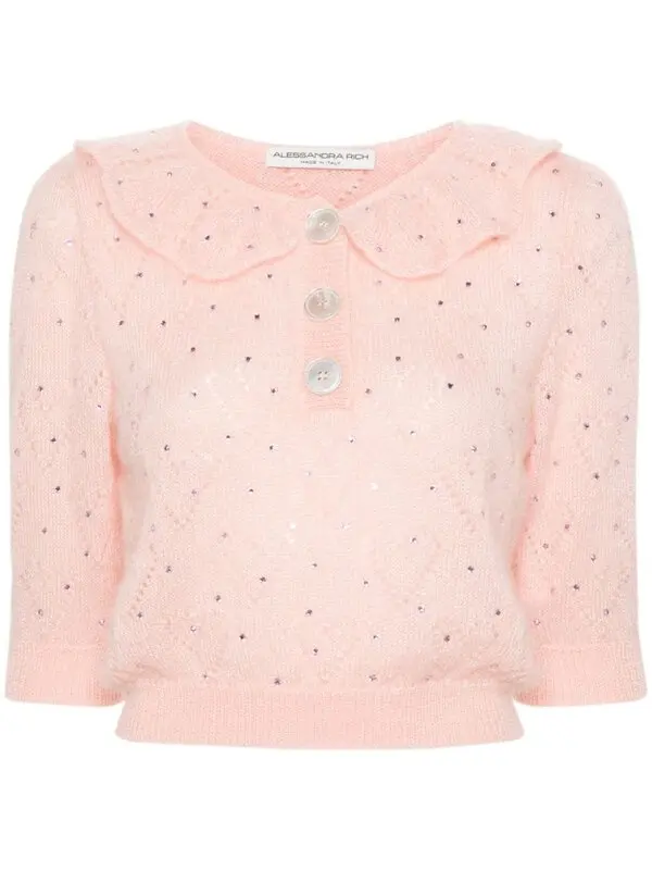 Alessandra Rich Crystal-embellished Blouse - Pink