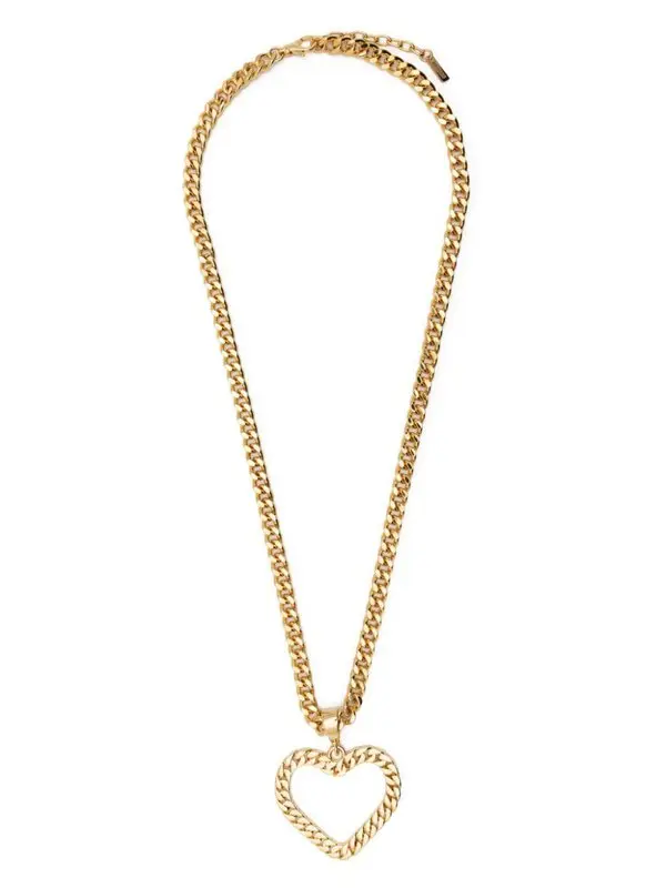 Moschino Heart Pendant Curb Chain Necklace - Gold