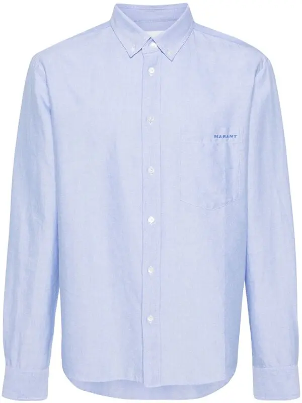 MARANT Jasolo Logo-embroidered Cotton Shirt - Blue