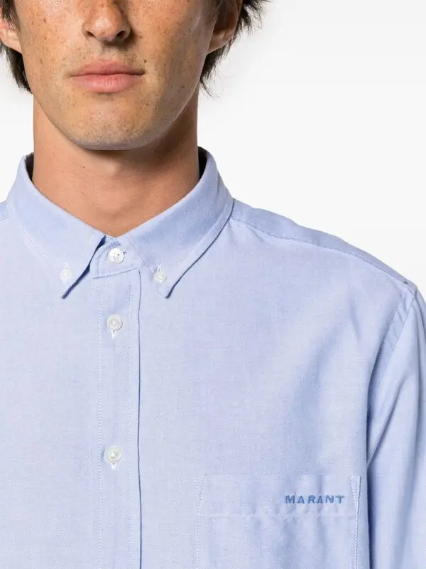 MARANT Jasolo Logo-embroidered Cotton Shirt - Blue