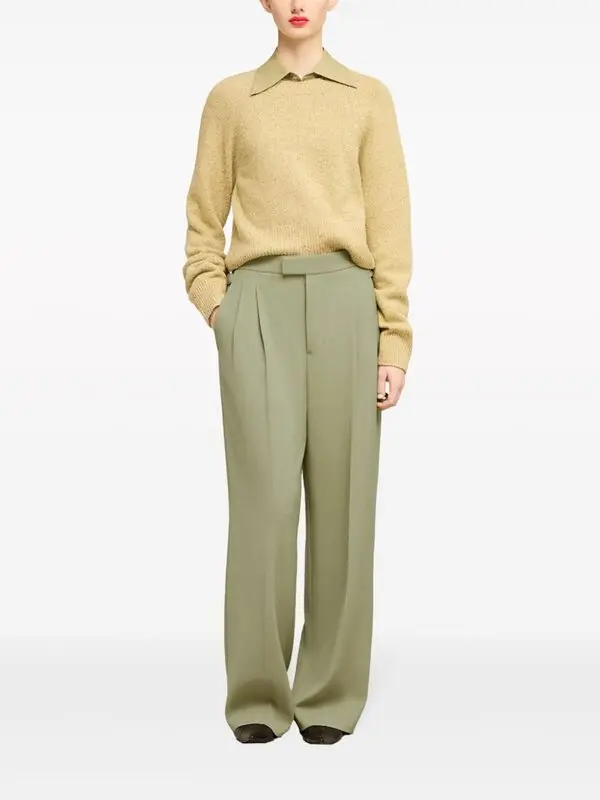 AMI Paris Straight-leg Twill Trousers - Green