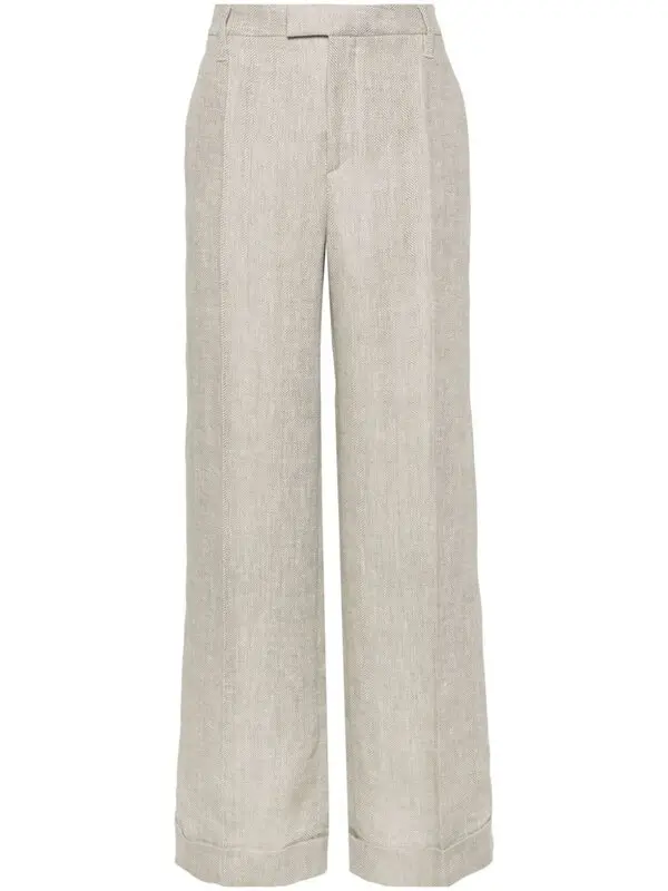 Brunello Cucinelli High-waist Tailored Linen Trousers - Grey