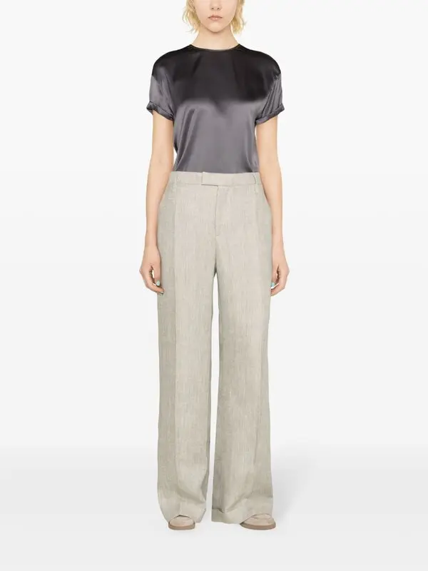 Brunello Cucinelli High-waist Tailored Wide-leg Linen Trousers