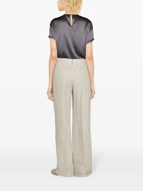 Brunello Cucinelli High-waist Tailored Wide-leg Linen Trousers