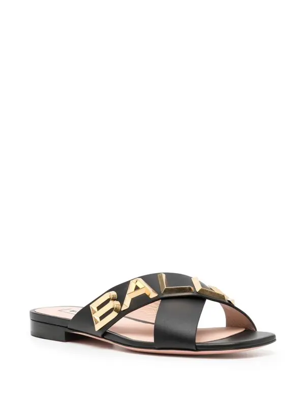 Bally Logo Plaque Crossover Sandals