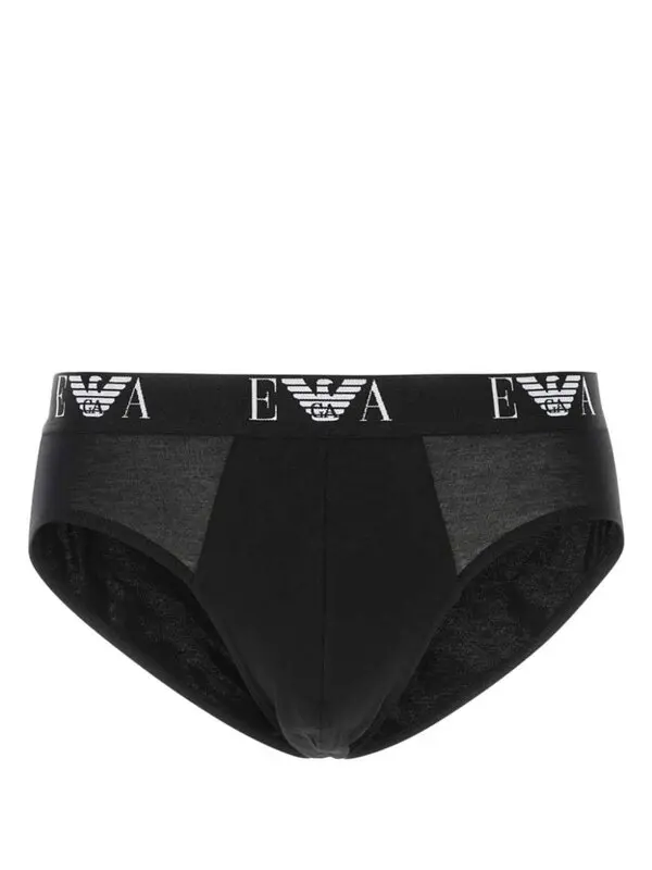 Emporio Armani Logo-band Briefs - Black