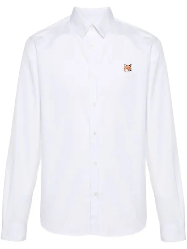 Maison Kitsuné Fox-patch Cotton Shirt - White