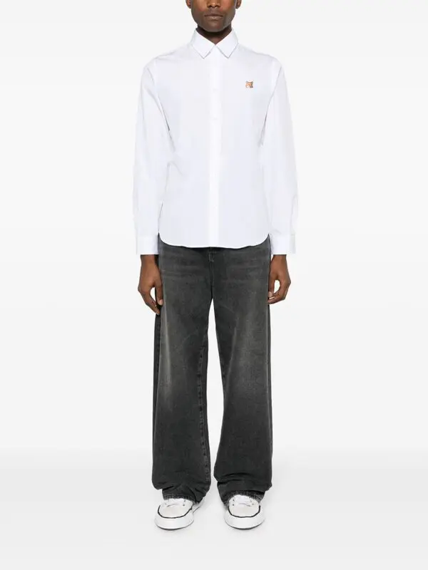 Maison Kitsuné Fox-patch Cotton Shirt - White