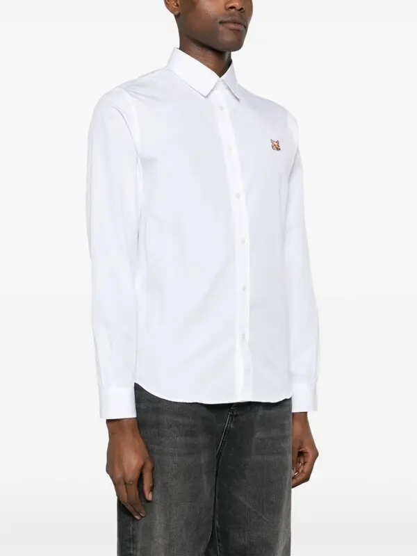Maison Kitsuné Fox-patch Cotton Shirt - White
