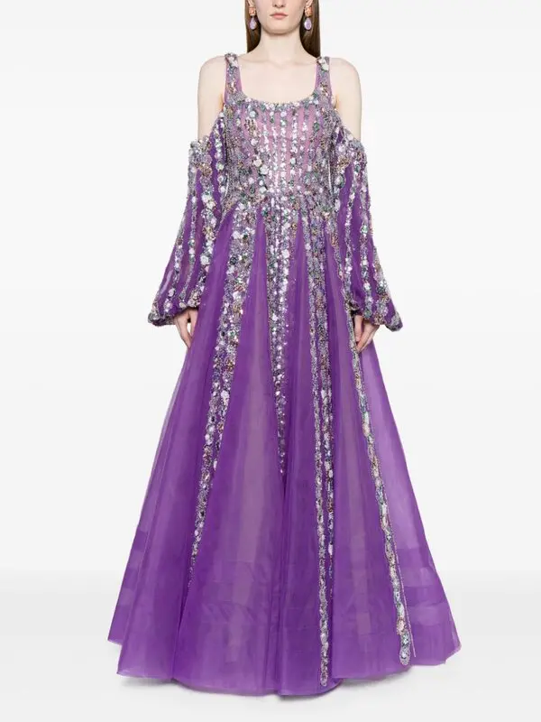 SAIID KOBEISY Sequined Tulle Gown