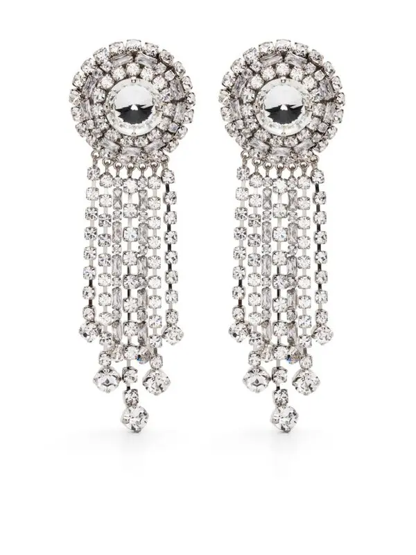 Alessandra Rich Crystal-embellished Dangle Clip-on Earrings - Silver