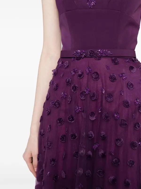 SAIID KOBEISY Polka Dot Beaded Tulle Gown