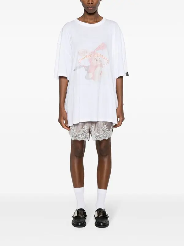 Martine Rose Bunny-Print Cotton T-Shirt In White - 50% Off