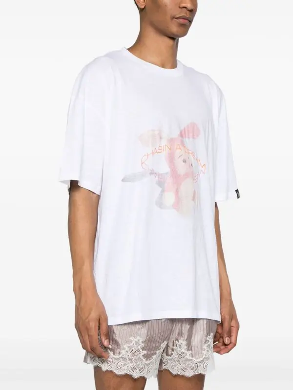 Martine Rose Bunny-Print Cotton T-Shirt In White - 50% Off