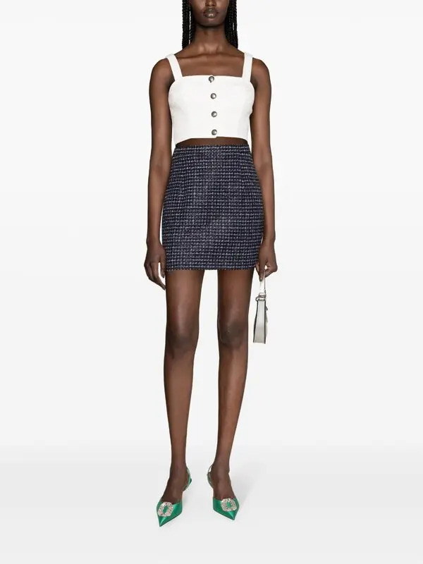 Alessandra Rich Checked Tweed Crop Top