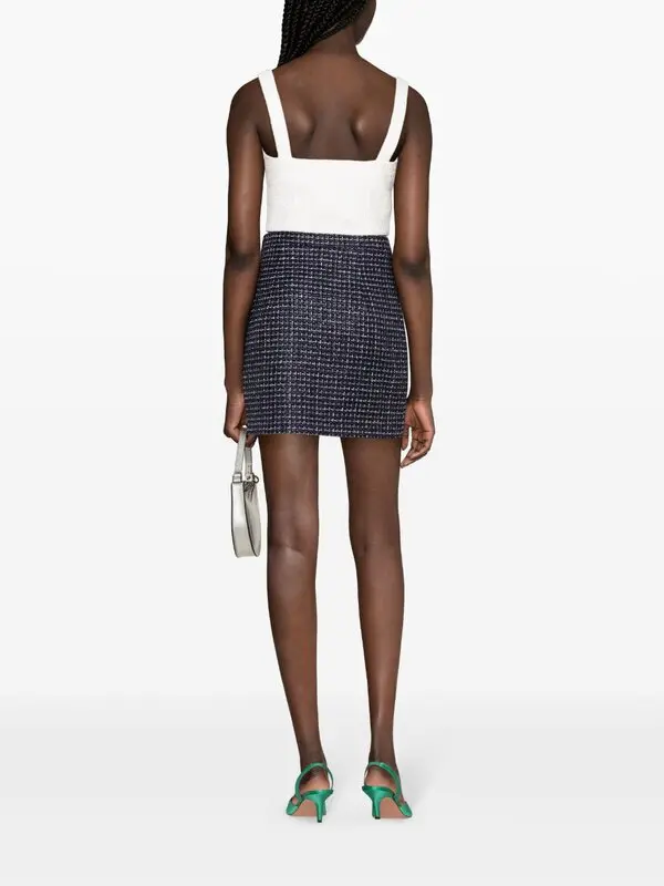 Alessandra Rich Checked Tweed Crop Top