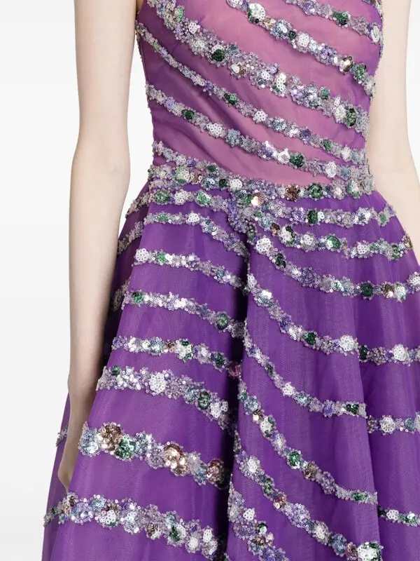 SAIID KOBEISY One-shoulder Embellished Tulle Gown - Purple