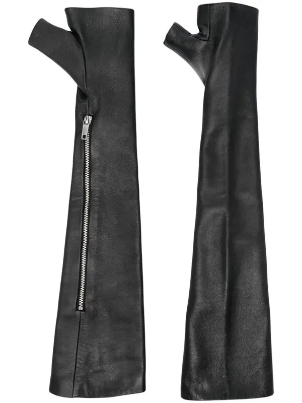 COURREGES Fingerless Leather Gloves - Black