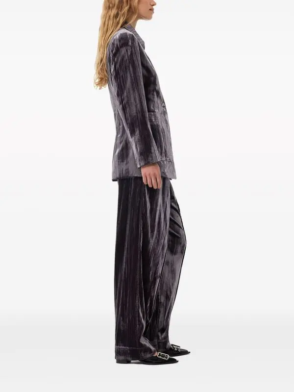 GANNI Striped Velvet-finish Blazer