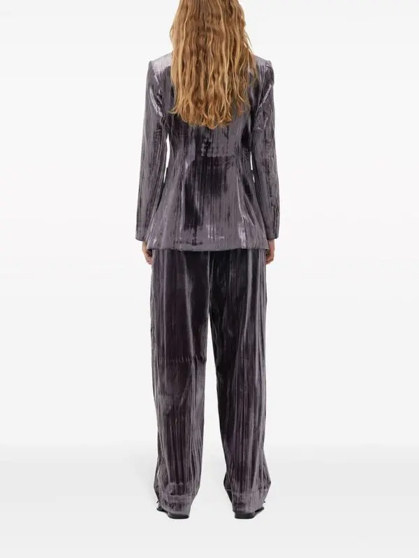 GANNI Striped Velvet-finish Blazer