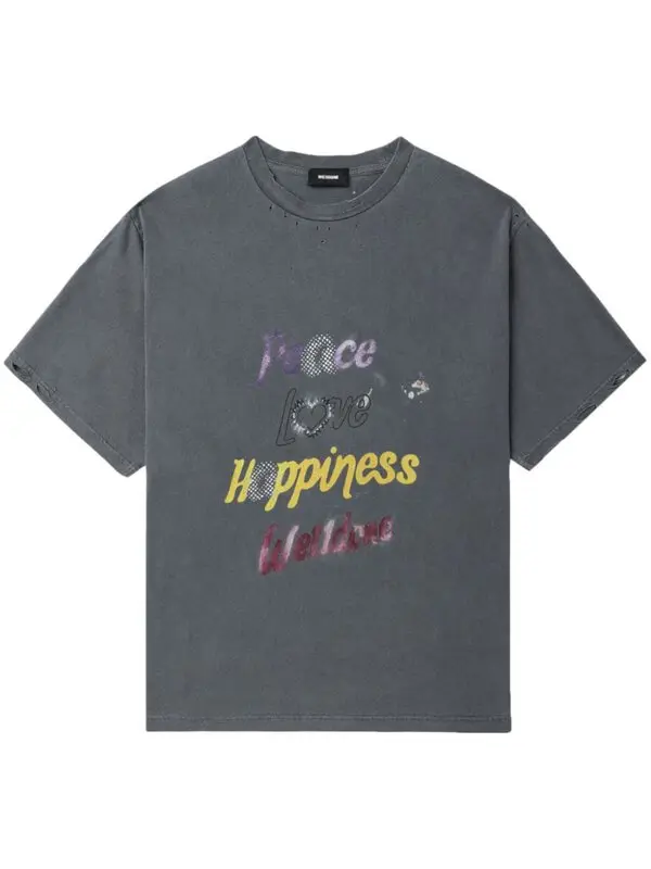 We11Done Slogan-print Cottton T-shirt - Grey