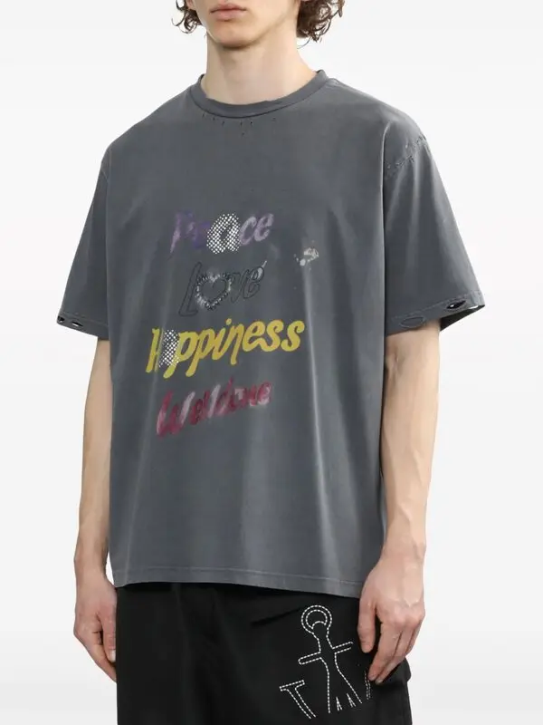 We11Done Slogan-print Cottton T-shirt - Grey