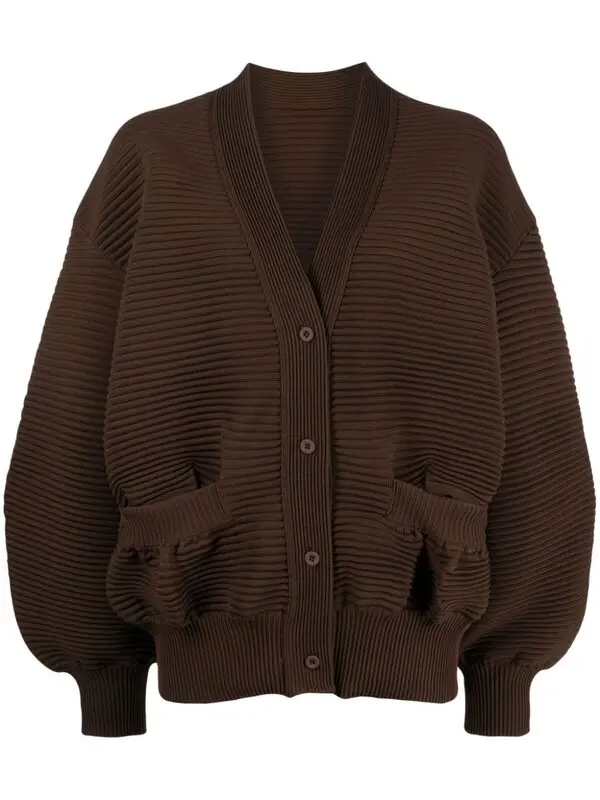 JNBY Balloon-sleeve Ribbed Cardigan