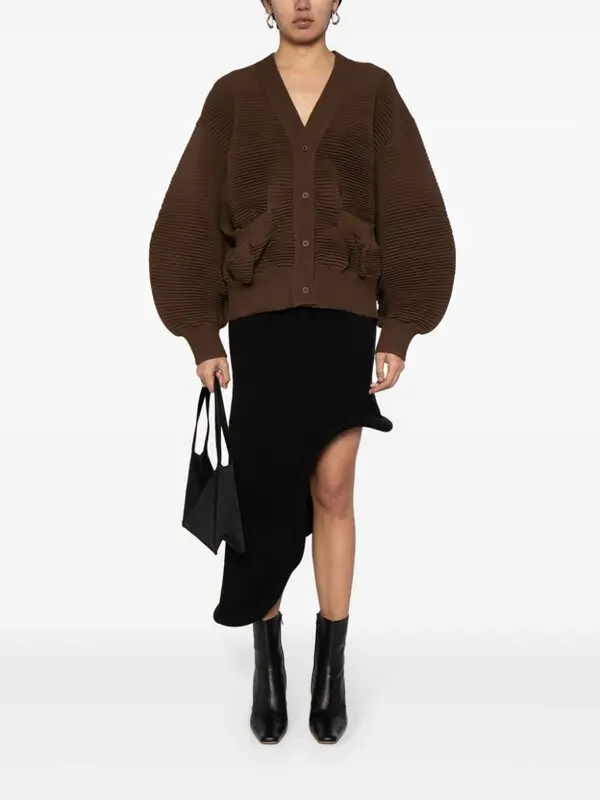JNBY Balloon-sleeve Ribbed Cardigan