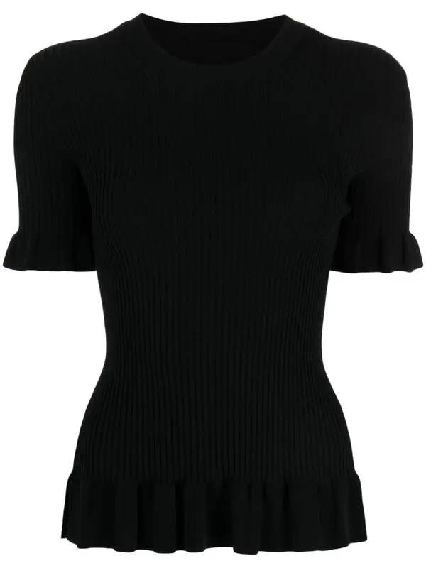 JNBY Ruffle-trim Ribbed Knitted Top