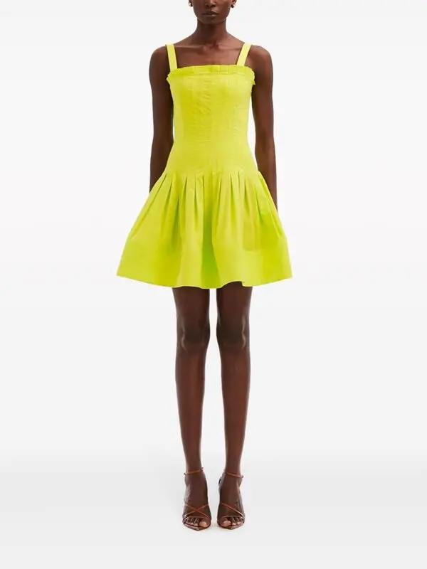 Oscar De La Renta Sleeveless Pleated Poplin Minidress