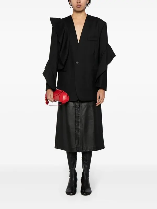 JNBY Ruffle-trim Collarless Blazer