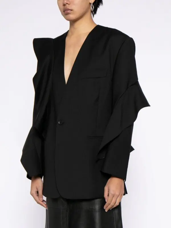 JNBY Ruffle-trim Collarless Blazer